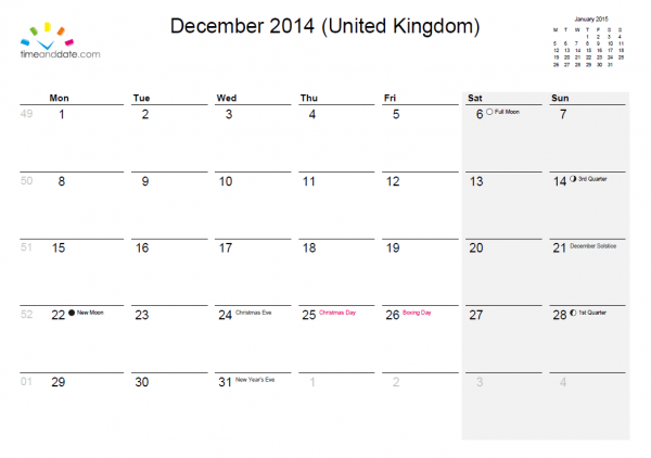 2014 Calendar | North Luffenham