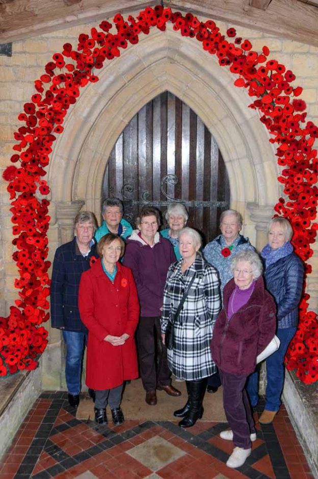 Knitted Poppy Arch | North Luffenham
